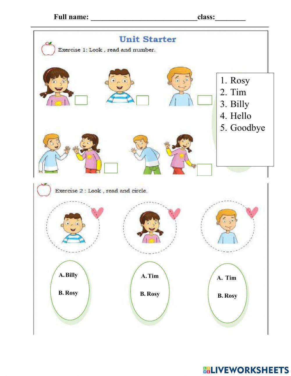 Tuần 1 -lớp 1- starter -lessons 1&2 1767880 | Cao thoa
