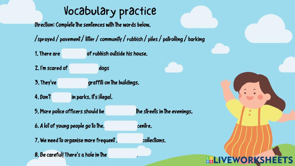 Vocabulary online exercise for 12 | Live Worksheets