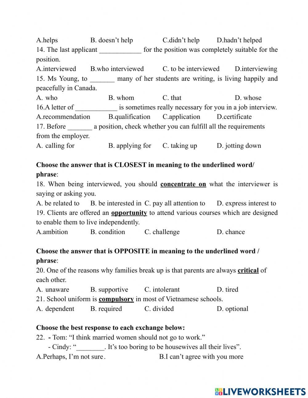 Review for semester 1- 3 (grade 12- 7 năm) 1768117