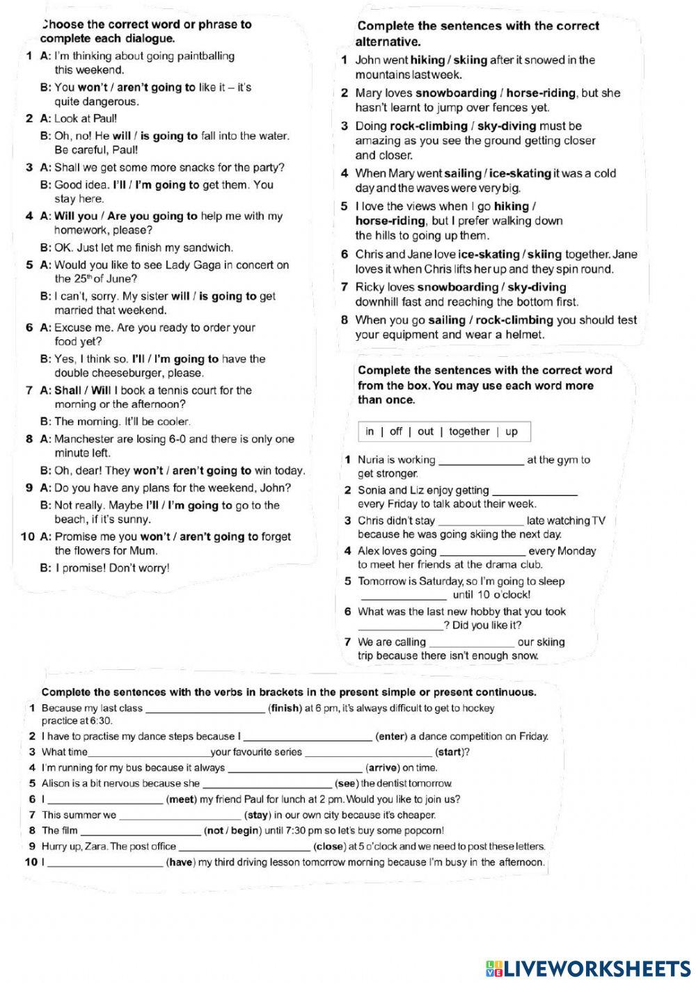 Unit 4 online exercise for 7 | Live Worksheets