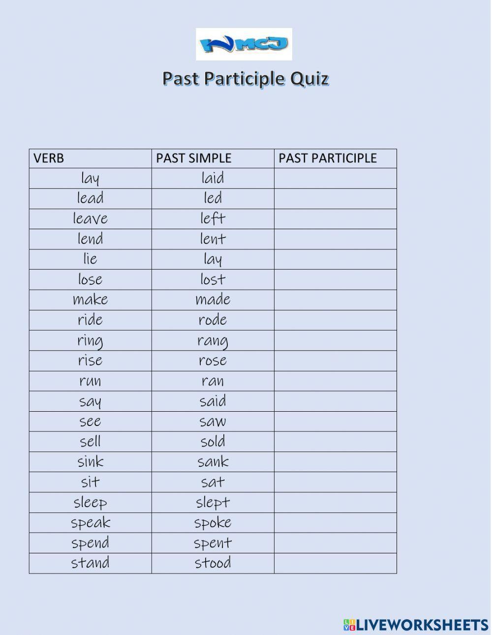Past Participle Quiz | Vanessa Martinez Cedario | Live