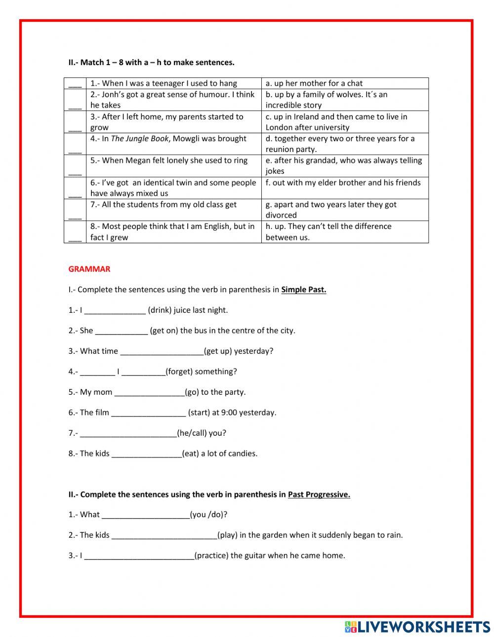 Vocabulary online exercise for intermediate | Live Worksheets