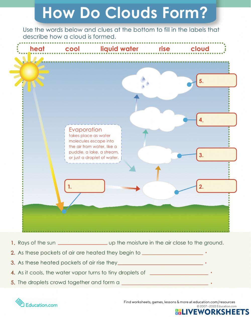 How Clouds Are Formed worksheet | Live Worksheets