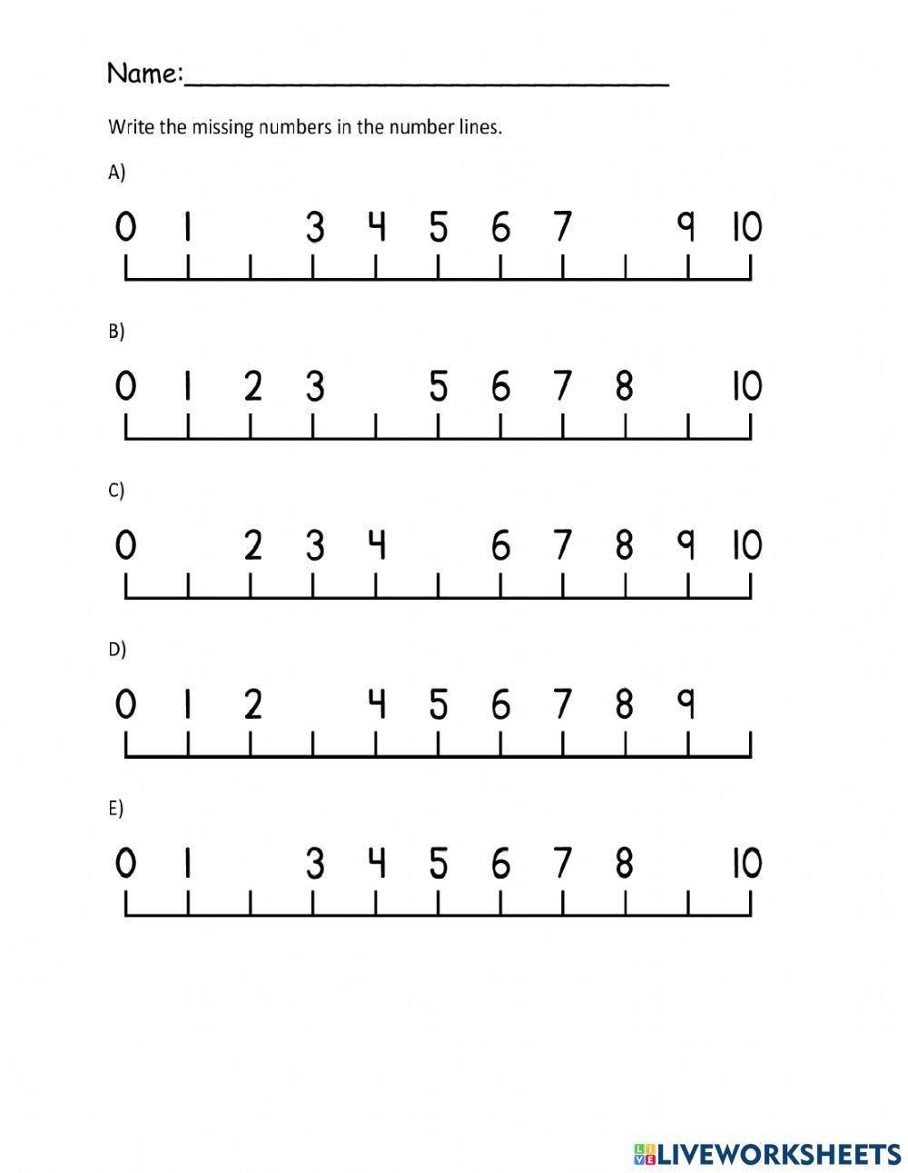 Numberline worksheet | Live Worksheets