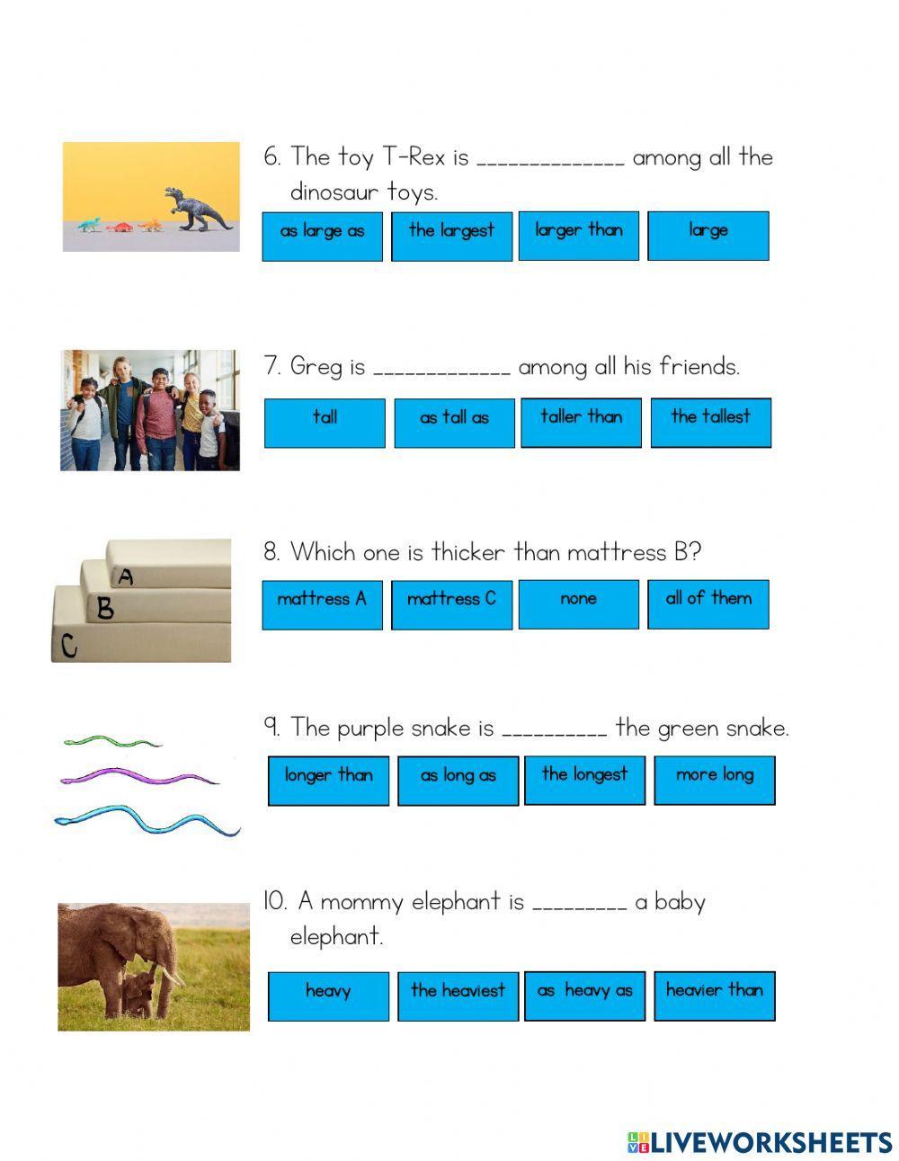 Comparing Nouns | Free Interactive Worksheets | 1768712