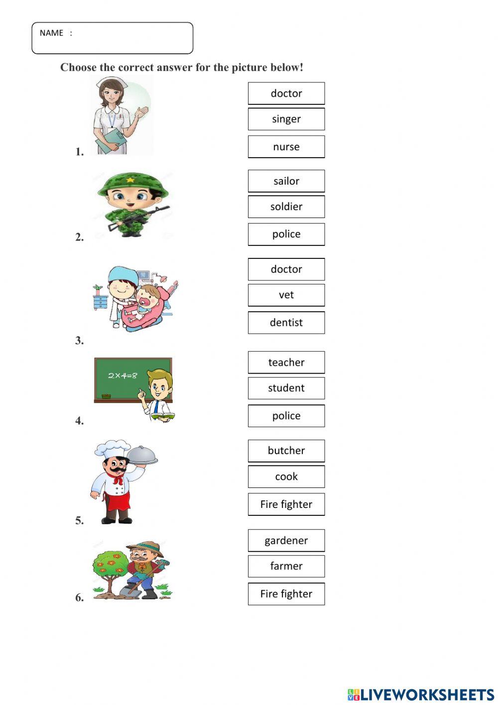 Profession | Free Interactive Worksheets | 1835379