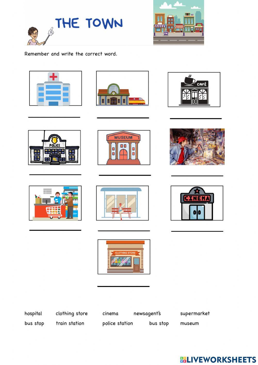 The town English as a Second Language (ESL) worksheet | Live Worksheets