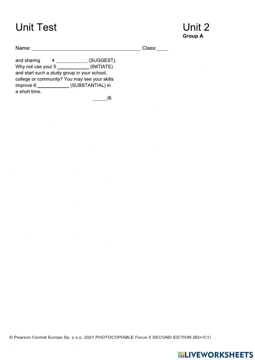 FOCUS 5 UNIT 2 | Free Interactive Worksheets | 5289019