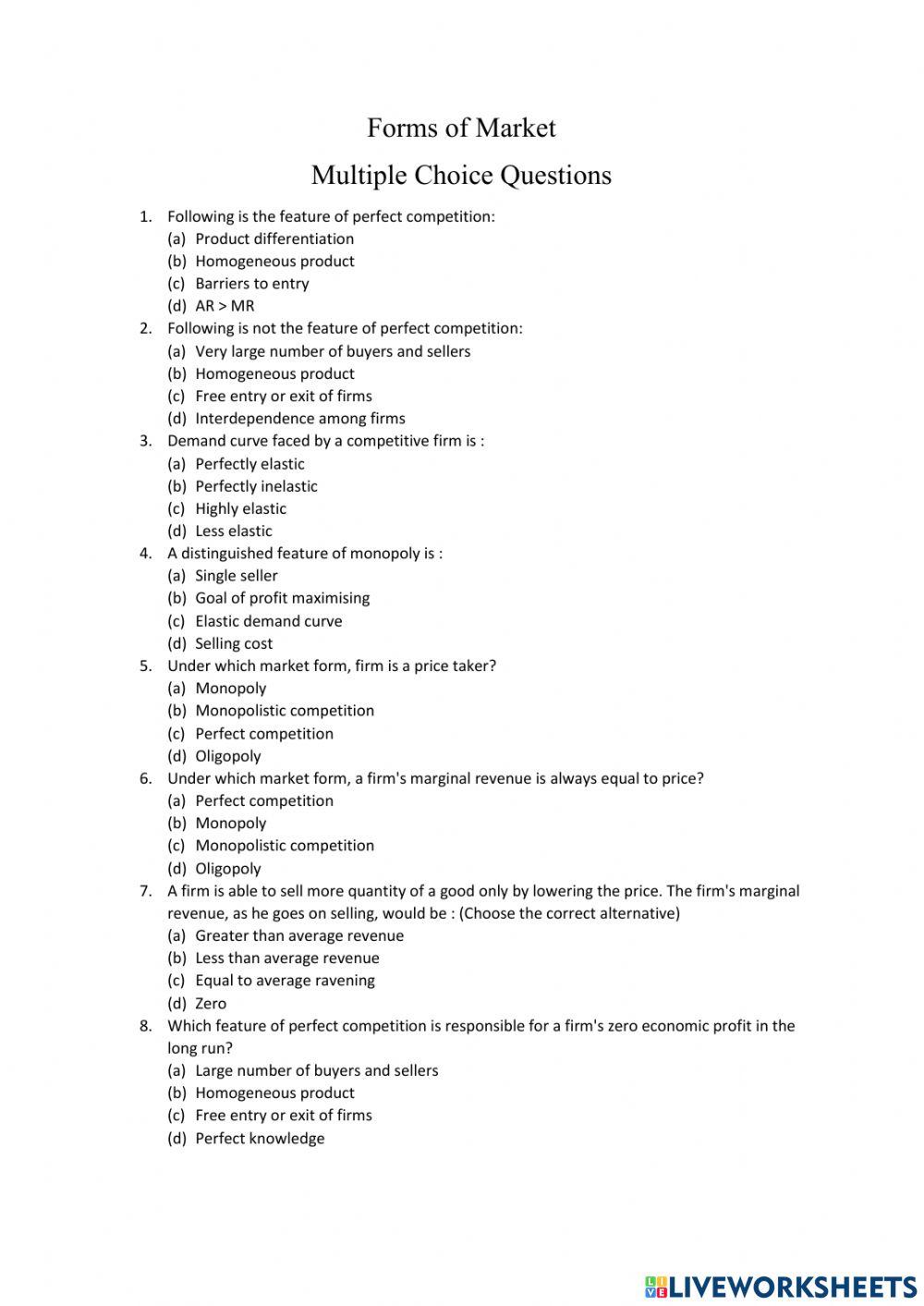 Forms of Market online exercise for | Live Worksheets