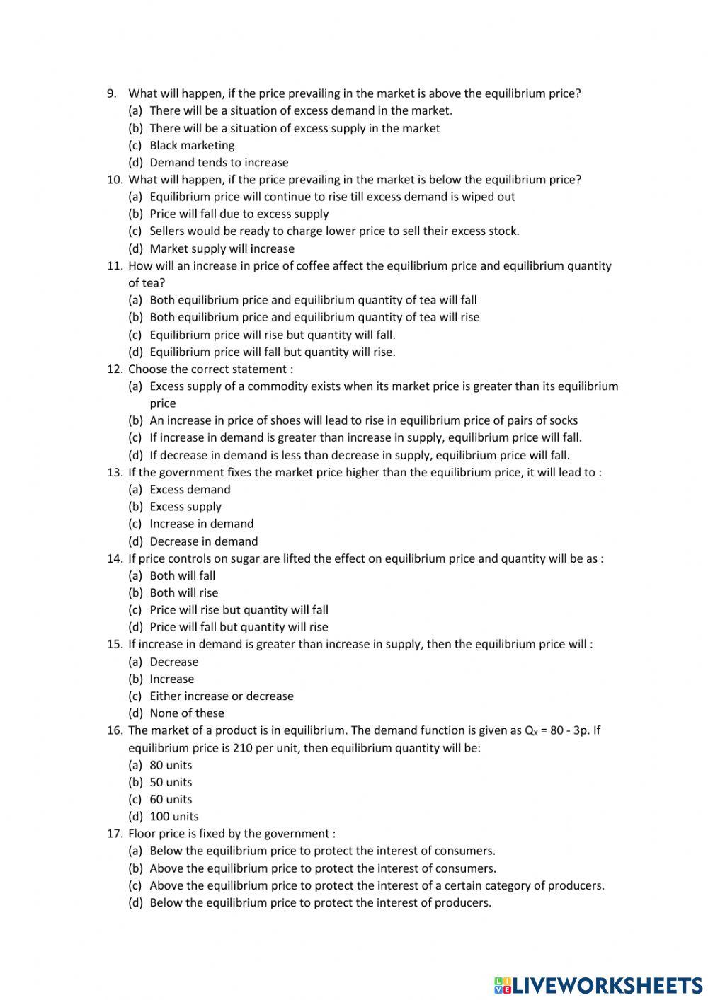 2704385 | Market Equilibrium under Perfect Competition