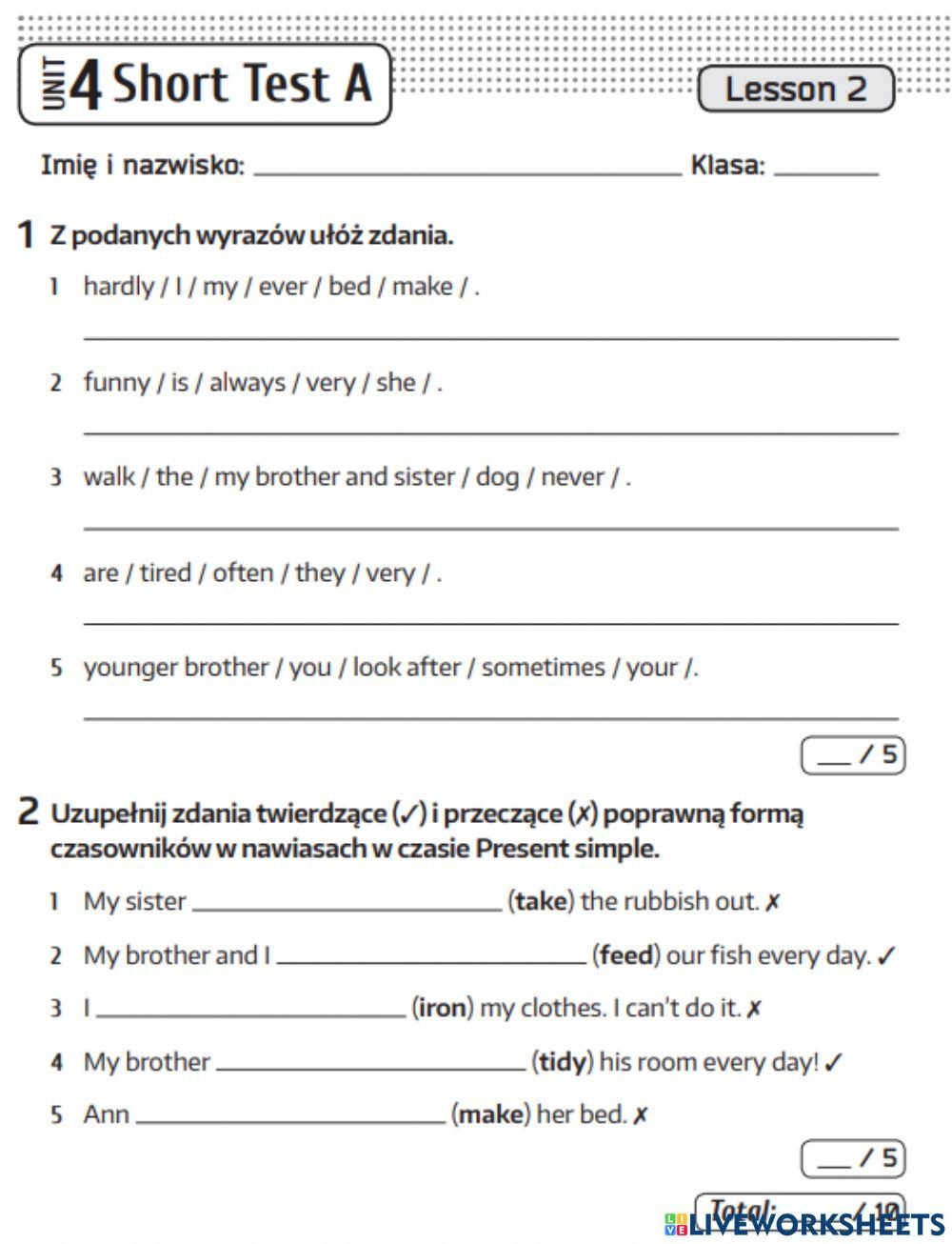Briany 5 Unit 4 Lesson 2 online exercise for | Live Worksheets