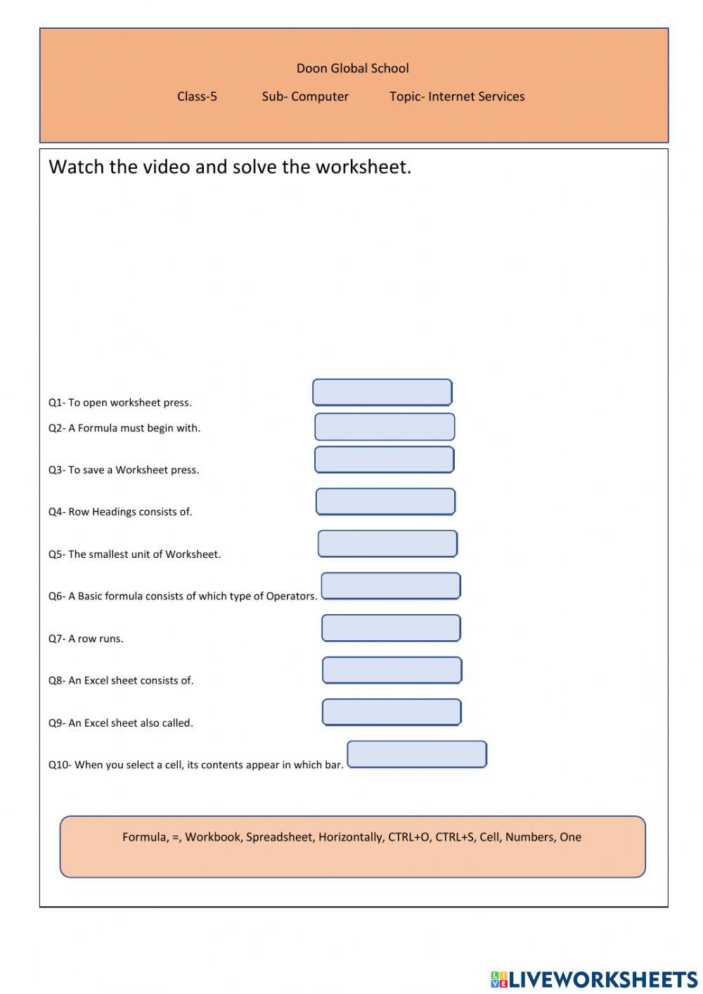 MS-Excel | Free Interactive Worksheets | 1835899