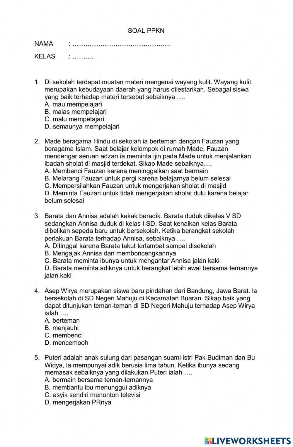 1836048 | Latihan Soal Ujian PPKn | Nendi Rohaendi