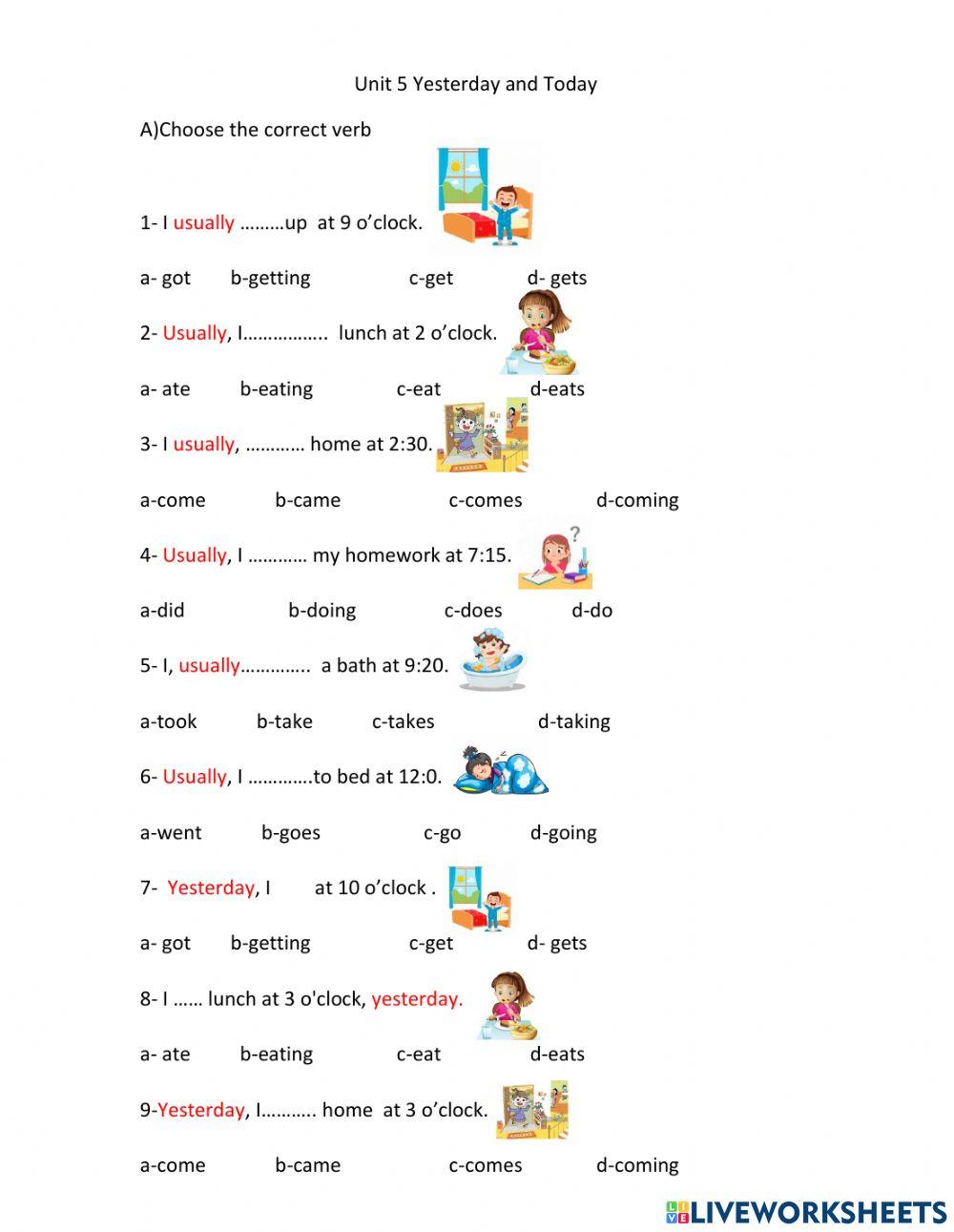 unit 5 yesterday and today | LiveWorksheets | 4247279