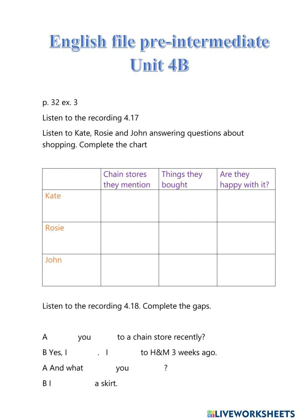 EF pre-intermediate 4B 1836432 | natushkakz | Live