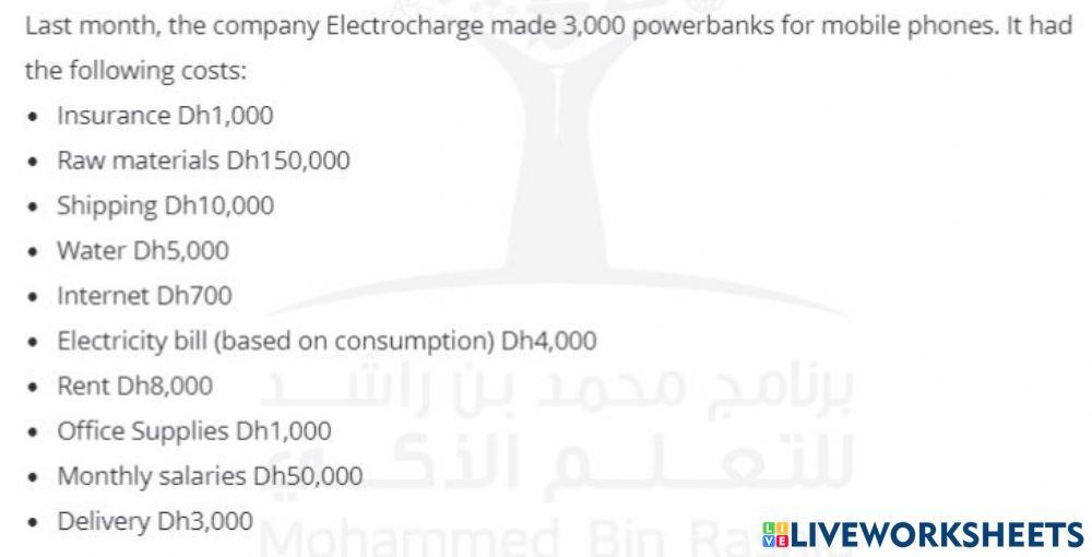 Fixd cst worksheet | Live Worksheets