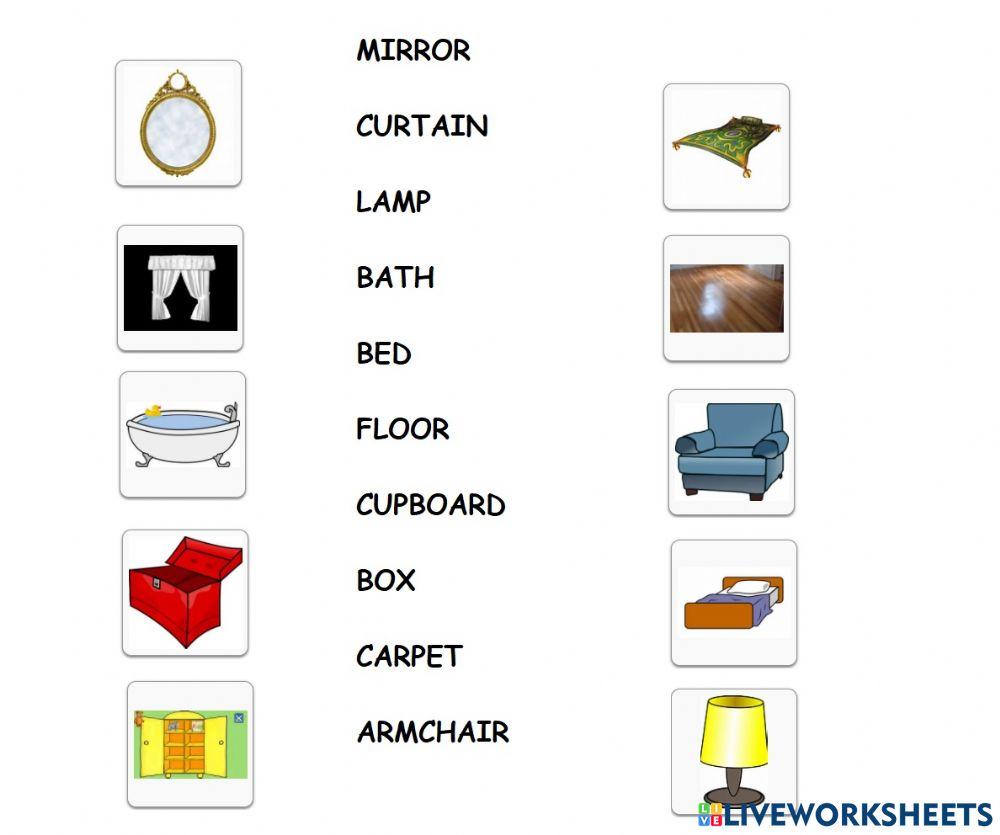 Furniture online exercise for 1 | Live Worksheets
