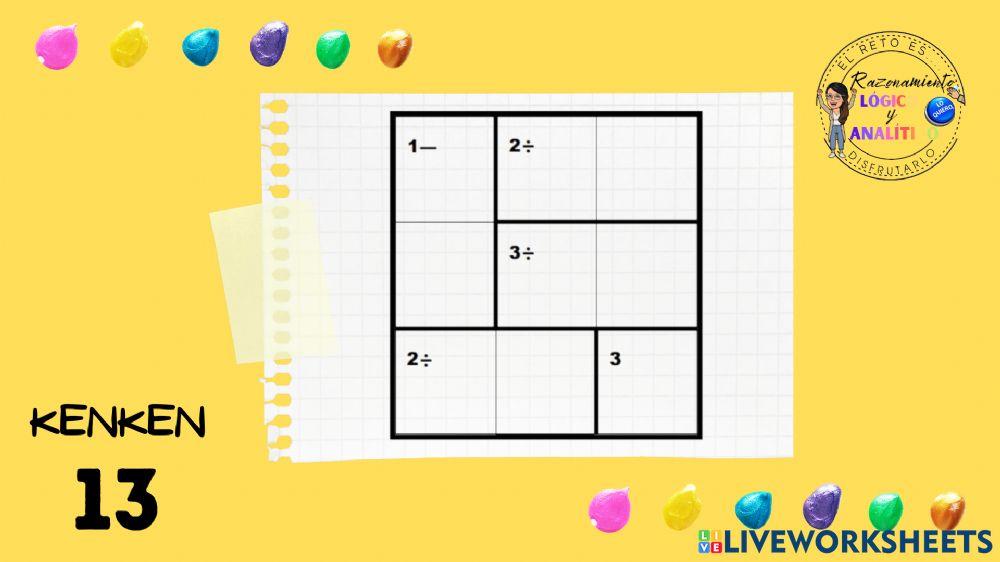 KenKen 13 worksheet | Live Worksheets