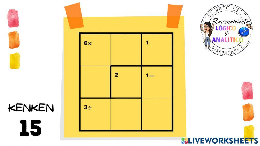 KenKen 15 worksheet | Live Worksheets