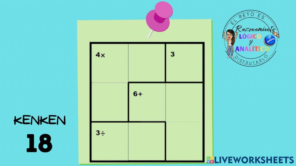 KenKen 18 worksheet | Live Worksheets