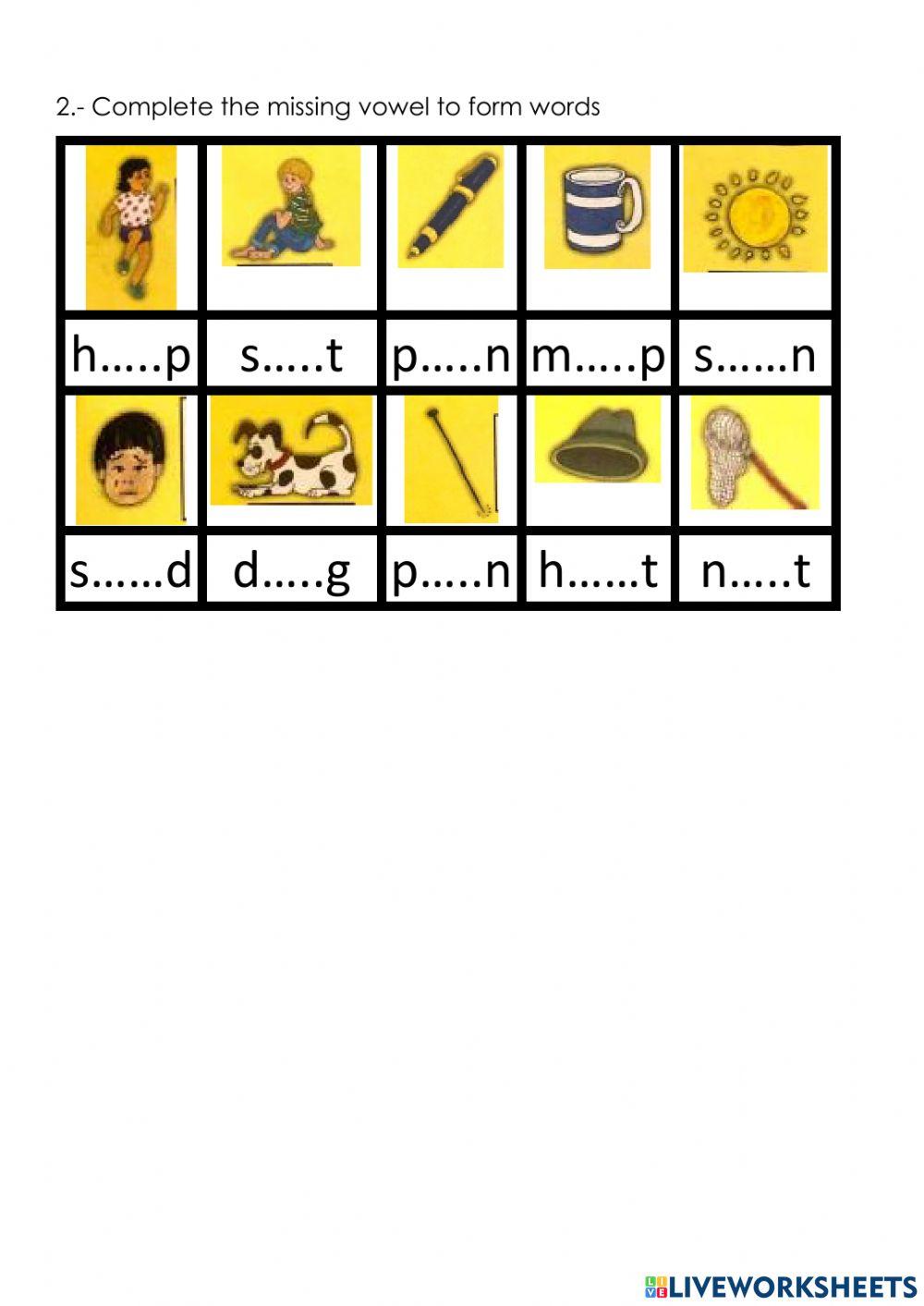 The five vowels worksheet | Live Worksheets