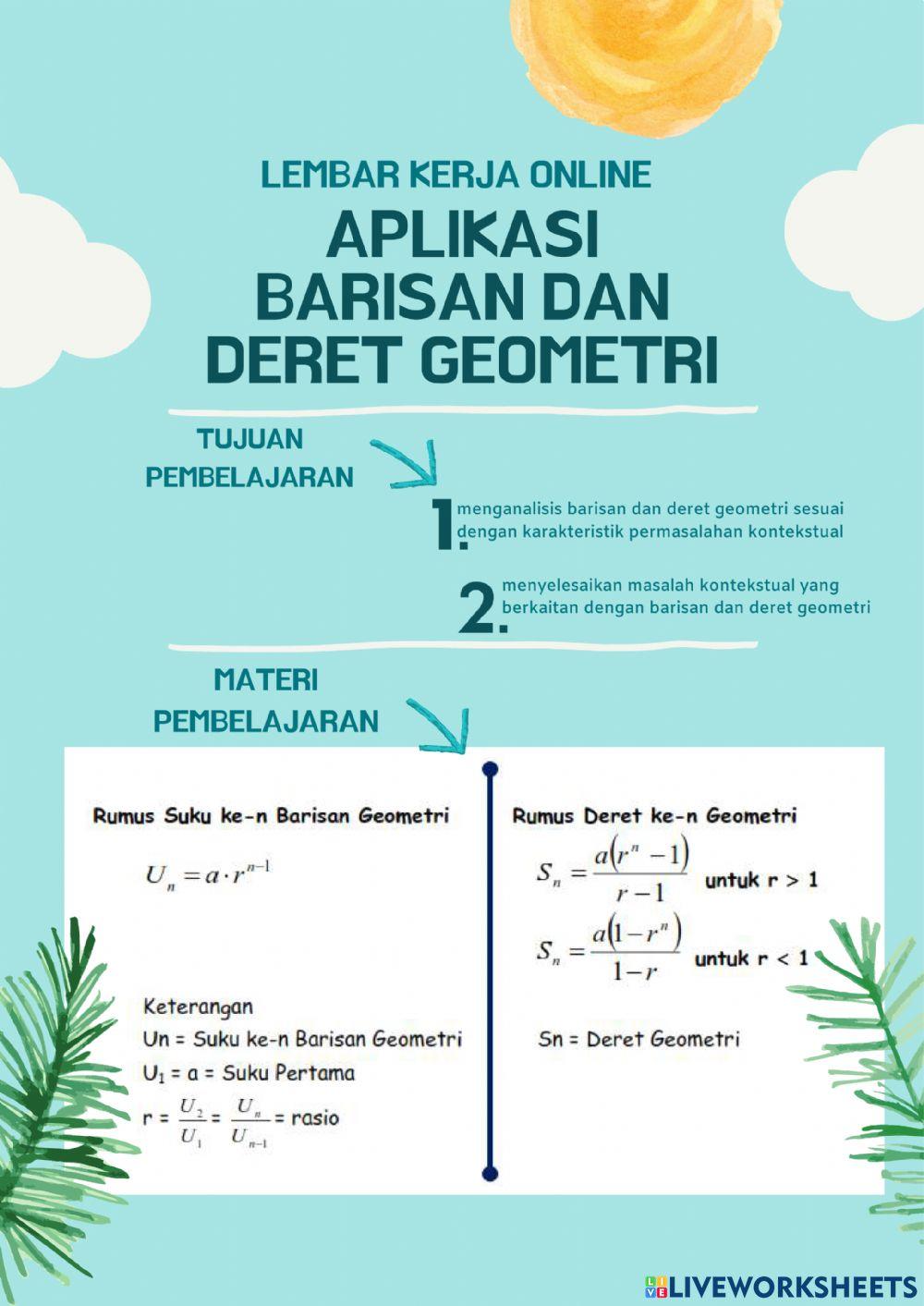 Barisan dan deret geometri 1837178 | Dwi Setiawan | Live