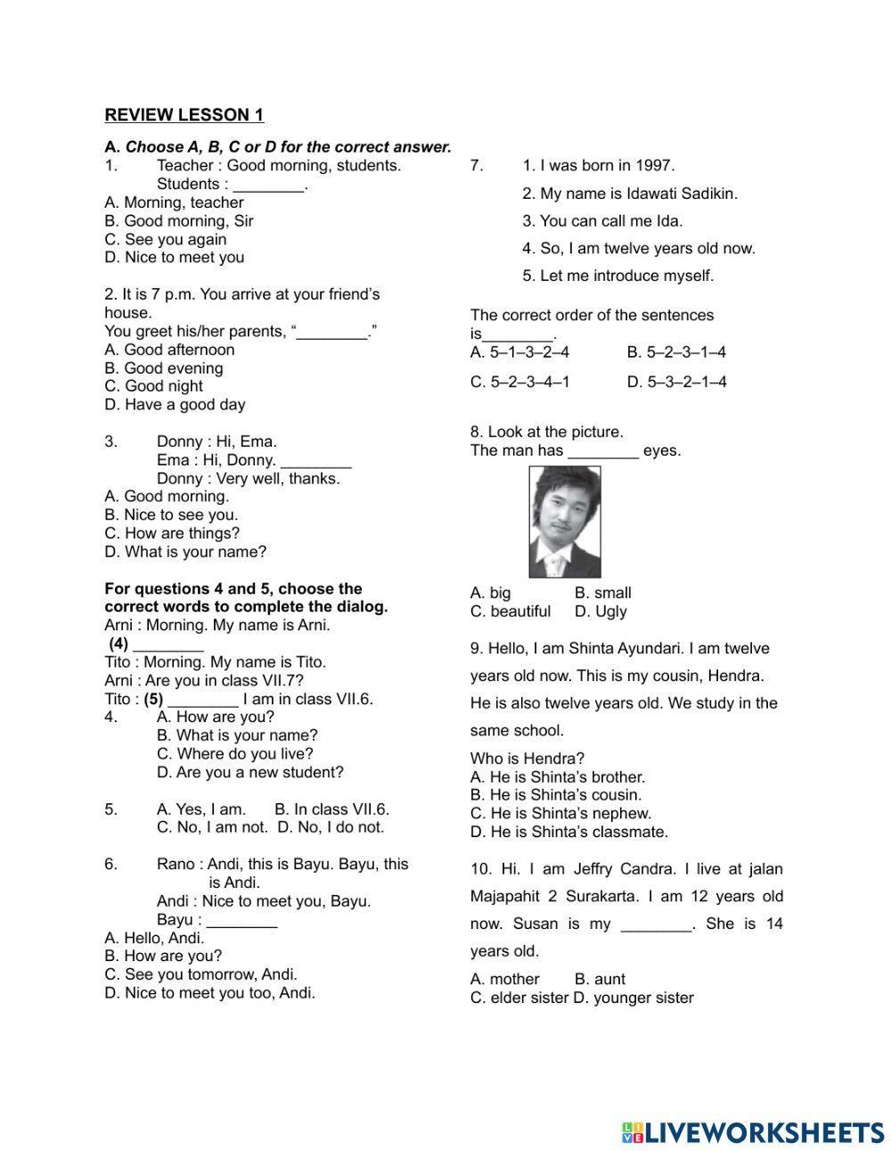 Miss_Muni | Review Lesson 1 1837329 | LiveWorksheets