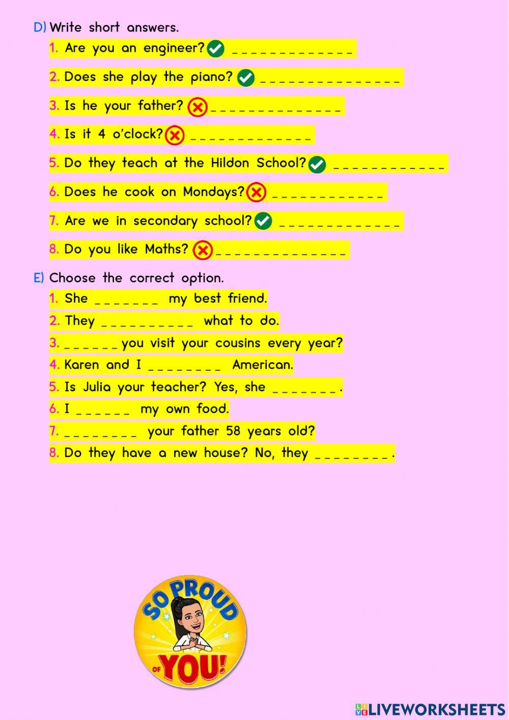 Present simple online exercise for Grade 4 | Live Worksheets