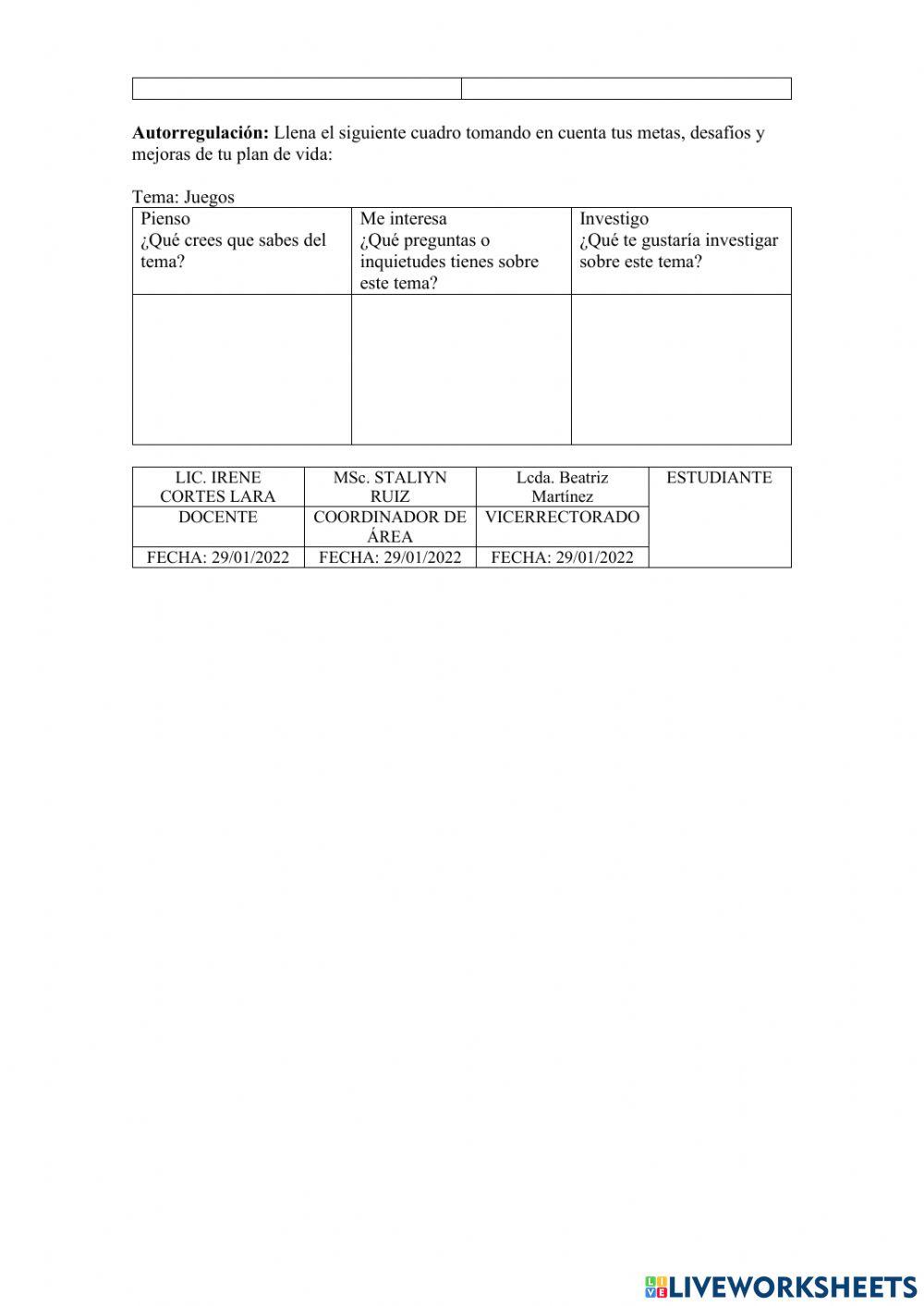 Evaluación PRIMER QUIMESTRE online exercise for 9NOS Y 10MOS | Live ...