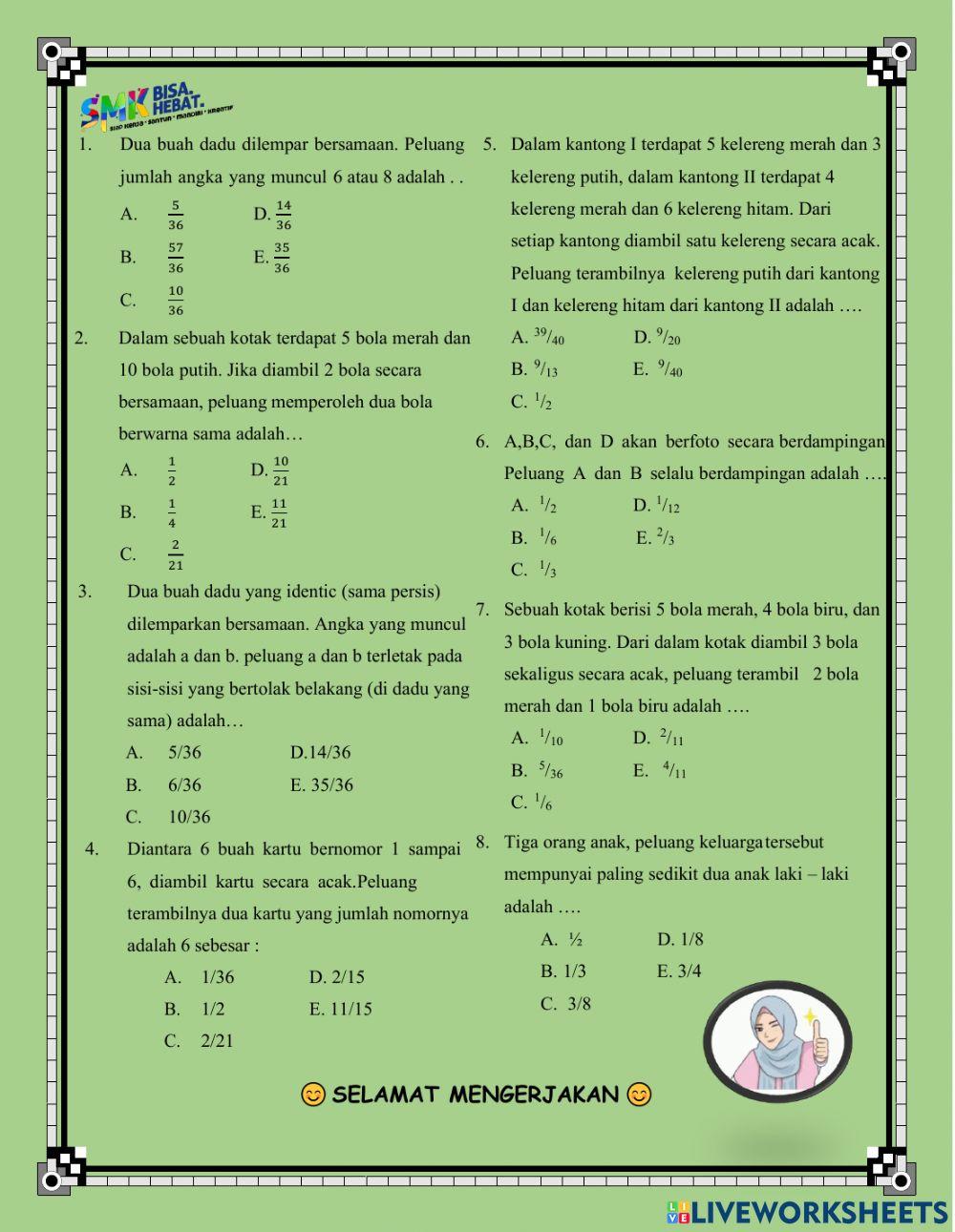 Peluang | Free Interactive Worksheets | 1837703
