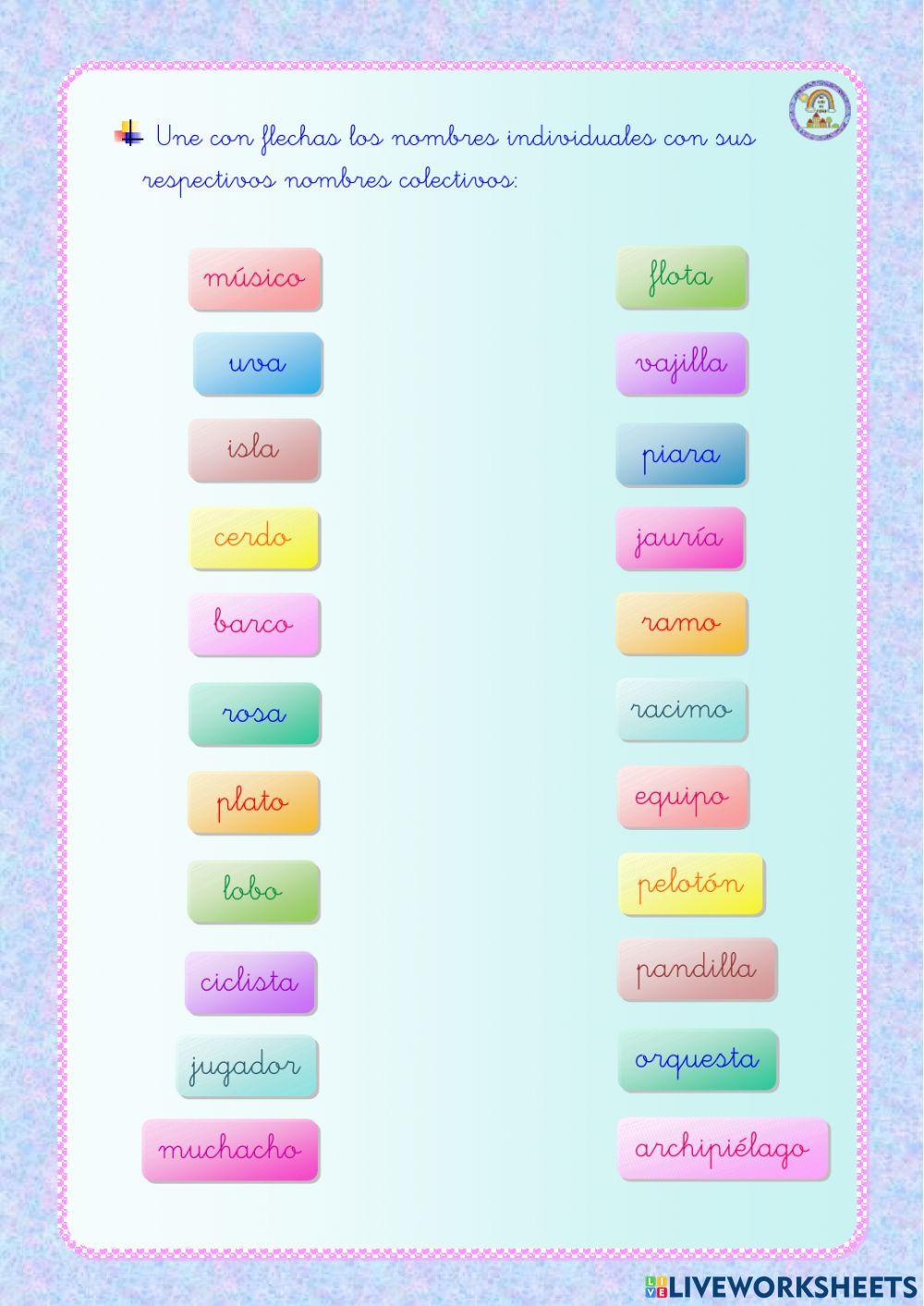 Los nombres | Free Interactive Worksheets | 1838057