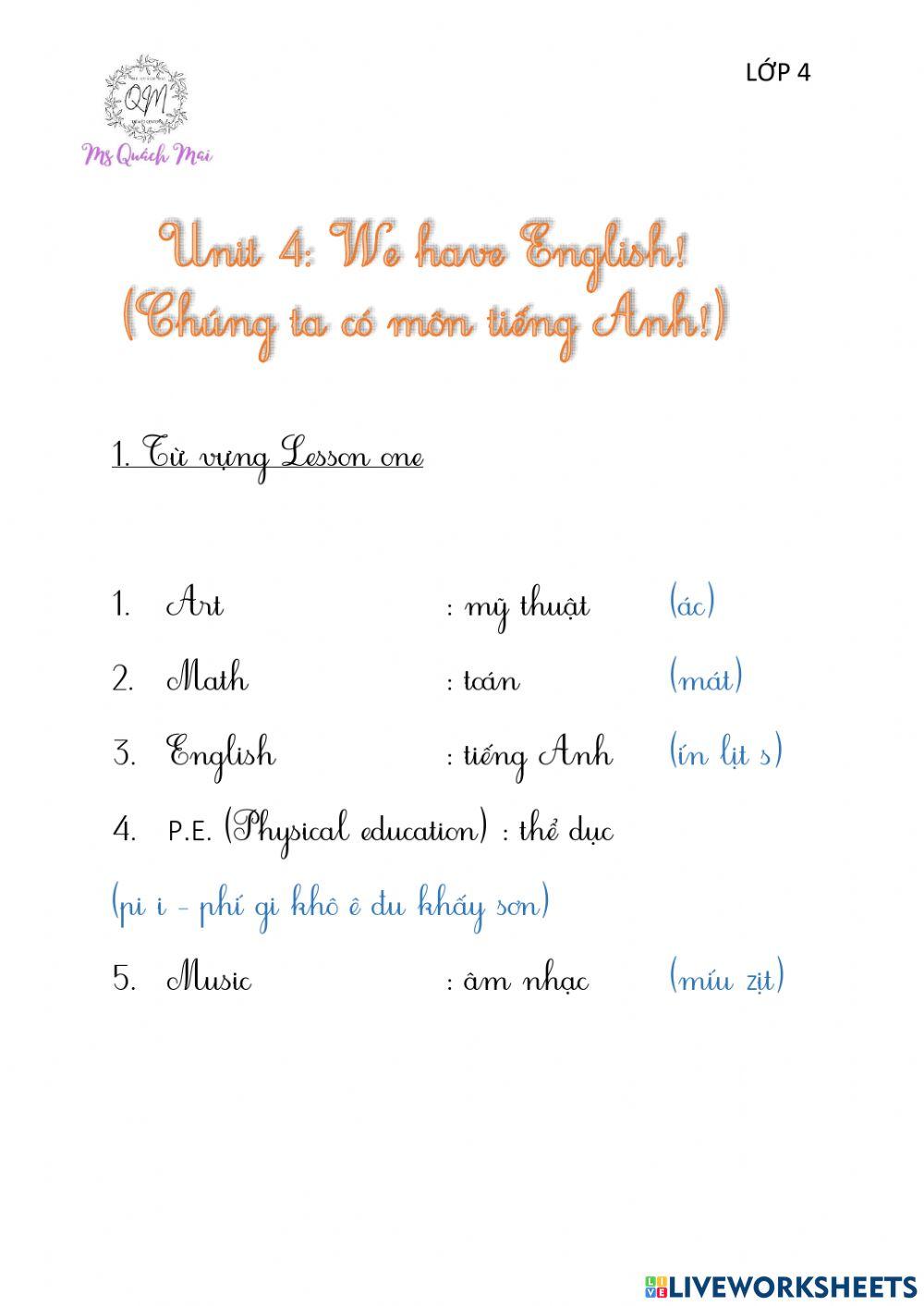 L4-U4 list worksheet | Live Worksheets