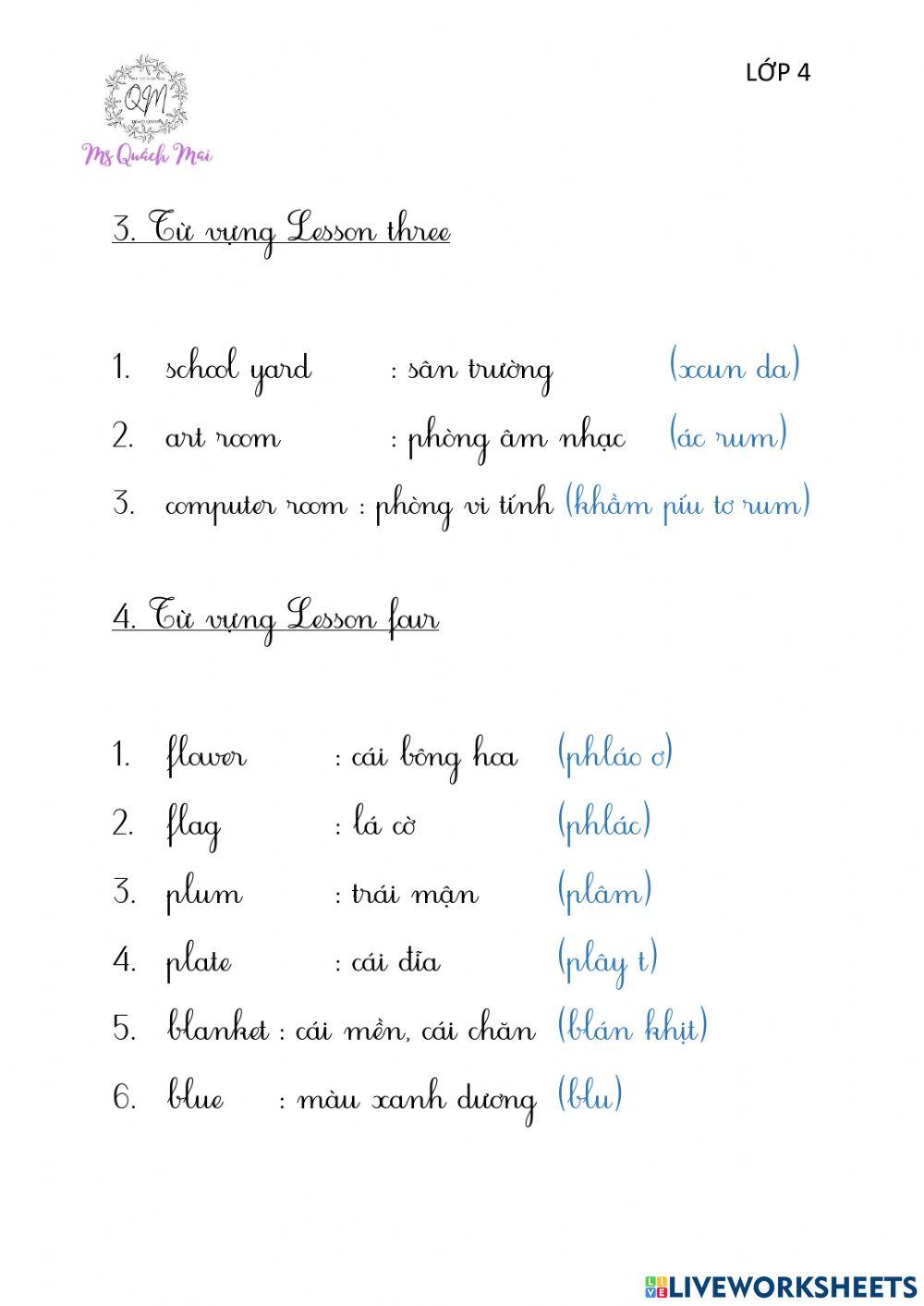 L4-U4 list worksheet | Live Worksheets