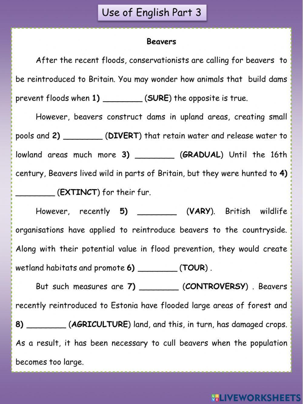 FCE practice te… | Free Interactive Worksheets | 1838086
