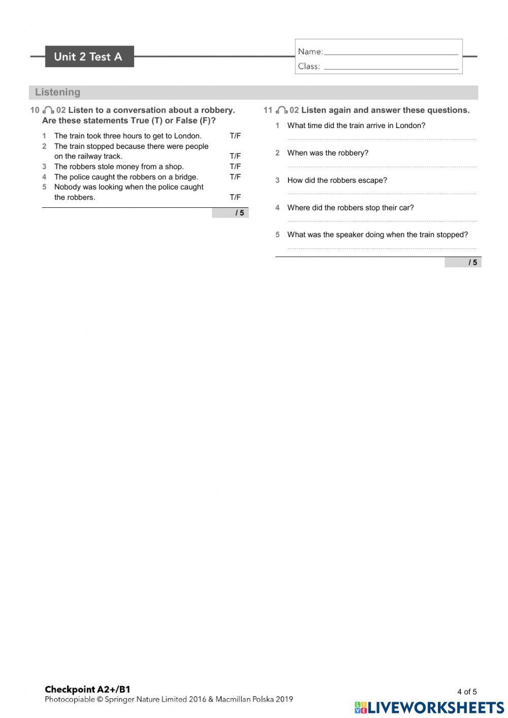 Test Unit 2 che… | Free Interactive Worksheets | 4097681