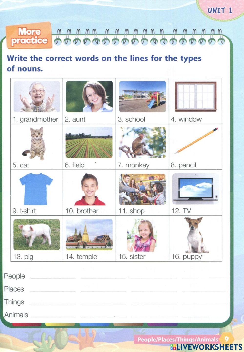 Nouns online exercise for 1 | Live Worksheets
