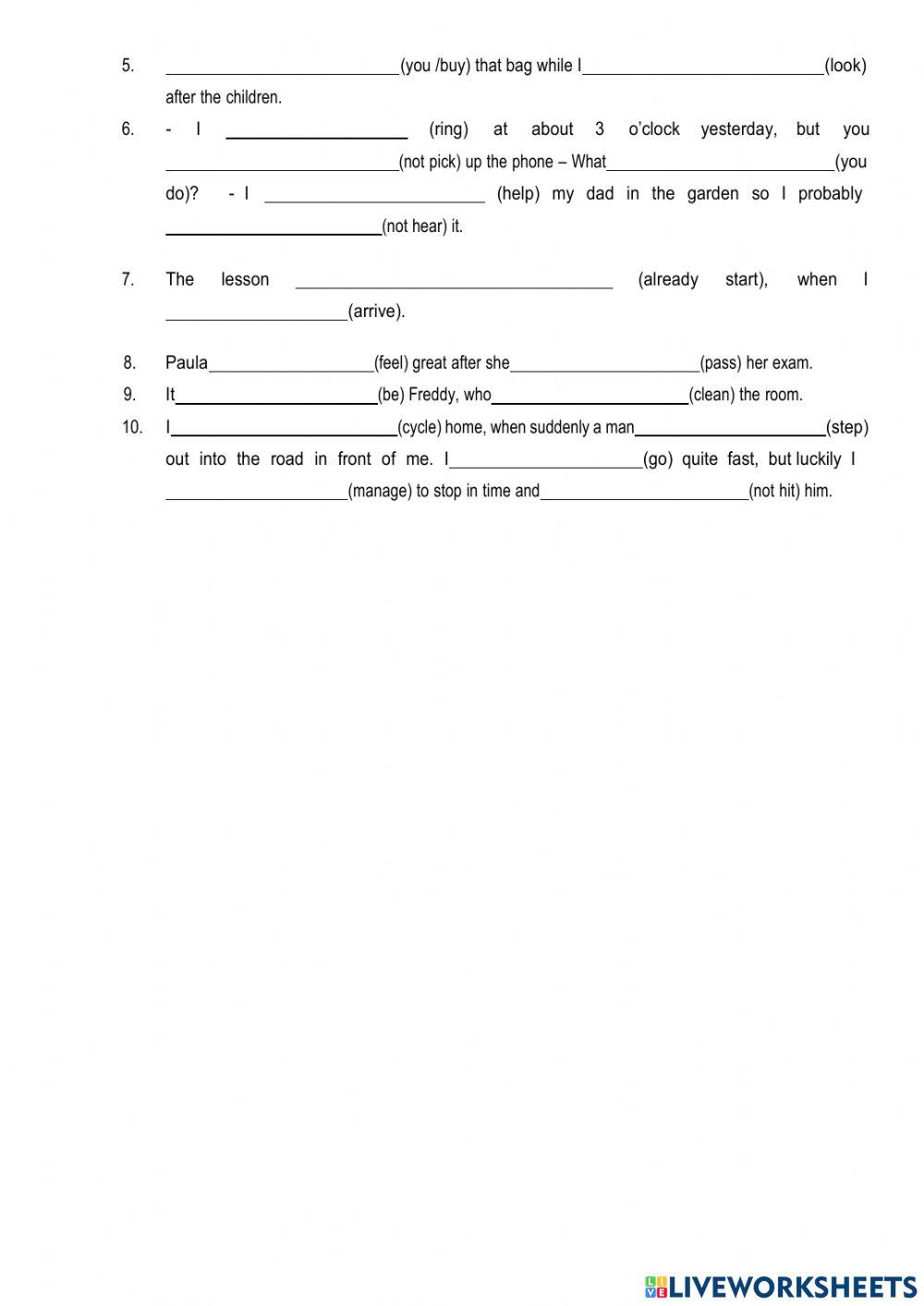 Test (Narrative tenses) online exercise for | Live Worksheets