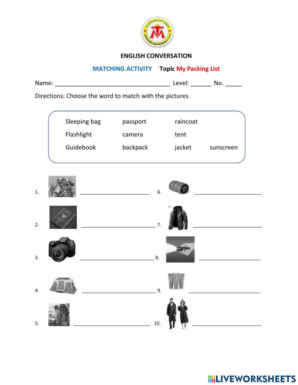 Matching Type: My packing list 2706983 | Cielotc2318