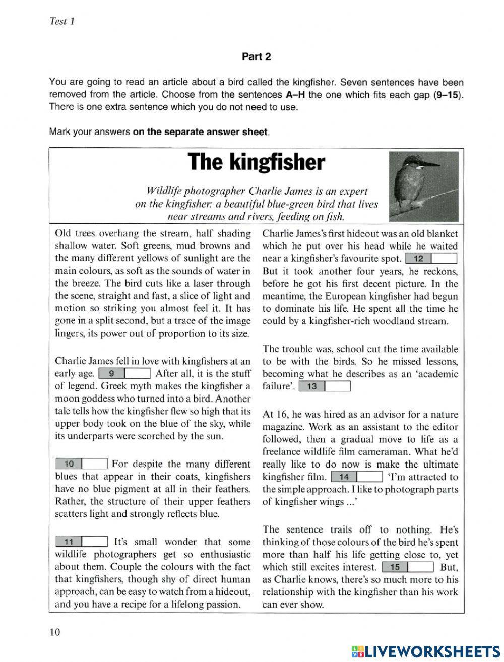 FCE Reading test | Free Interactive Worksheets | 1838743