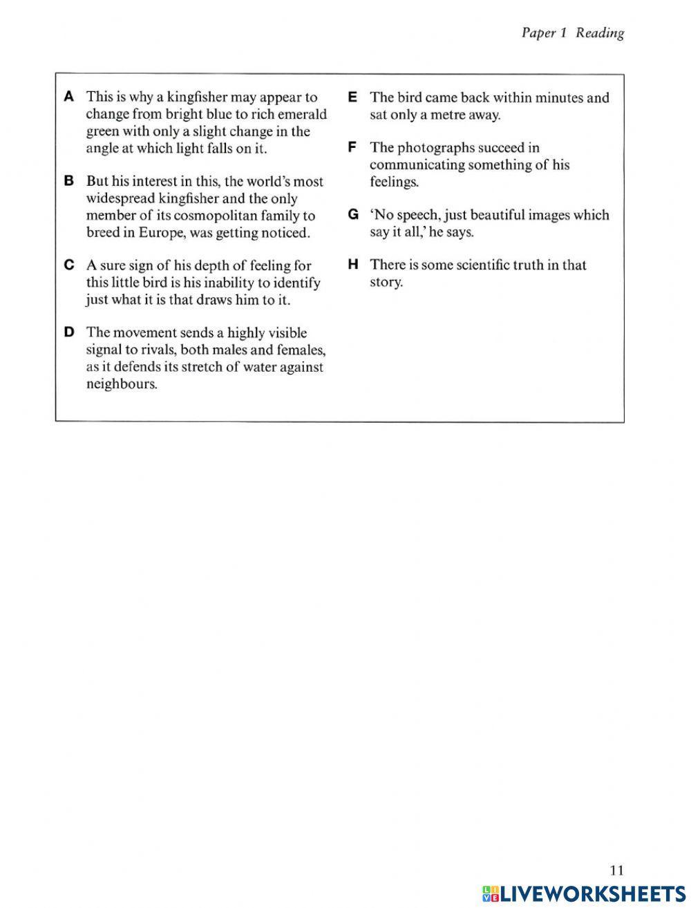 FCE Reading test | Free Interactive Worksheets | 1838743