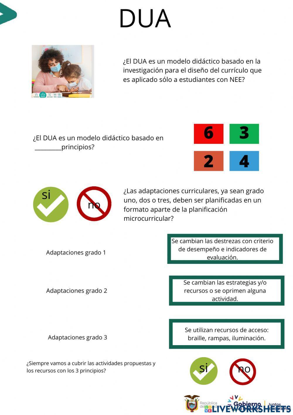 CUESTIONARIO DUA worksheet | Live Worksheets