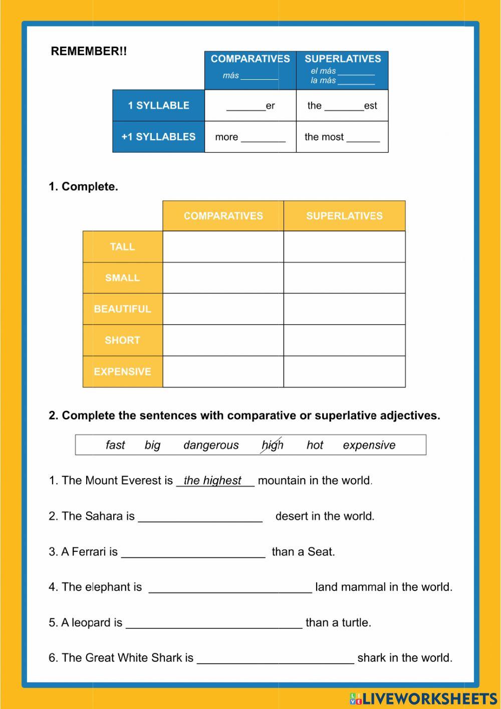 Comparatives And Superlatives Online Exercise For Grade 6 Live Worksheets Comparatives And Superlatives Online Exercise For Grade 6 Live Worksheets