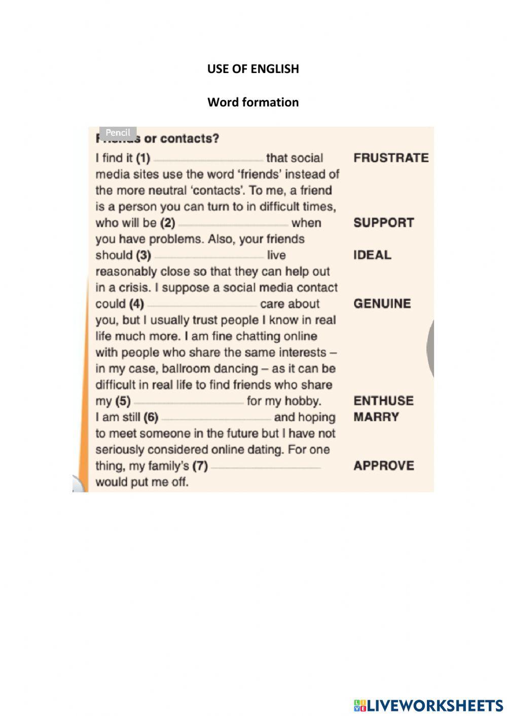 CAE word format… | Free Interactive Worksheets | 1839182