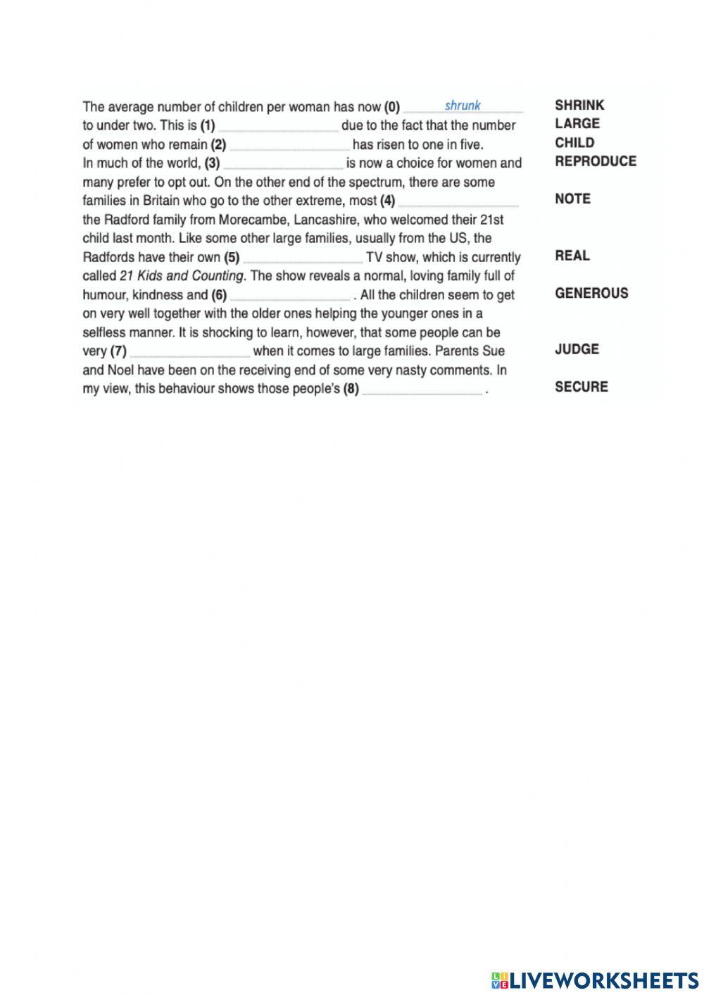 CAE word format… | Free Interactive Worksheets | 1839182