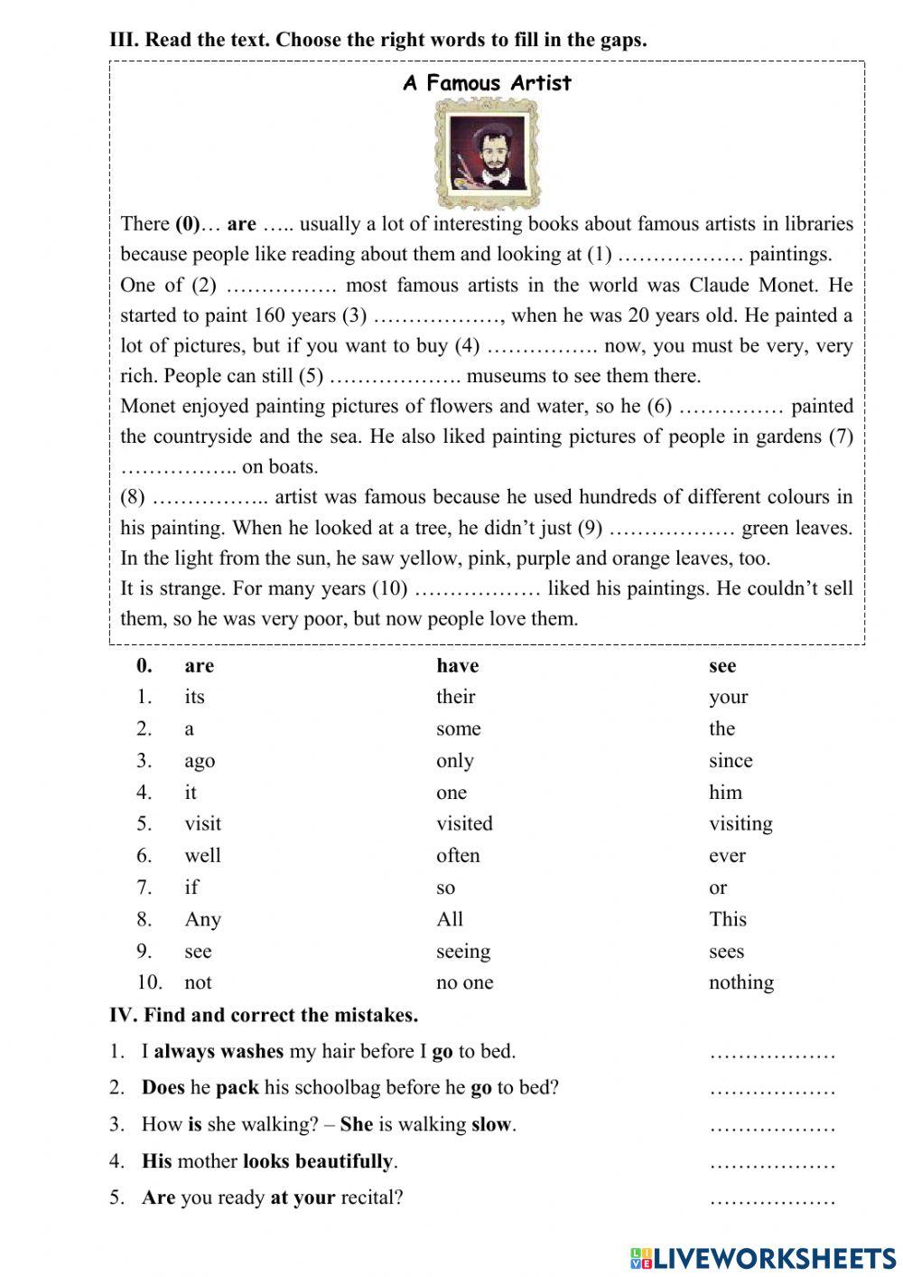 EV5- Unit 5- lesson 3 interactive worksheet | Live Worksheets