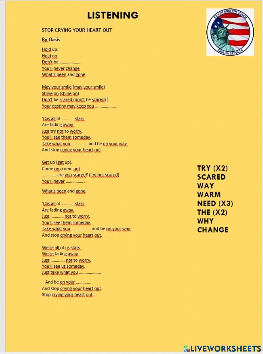 Stop crying you… | Free Interactive Worksheets | 1768742