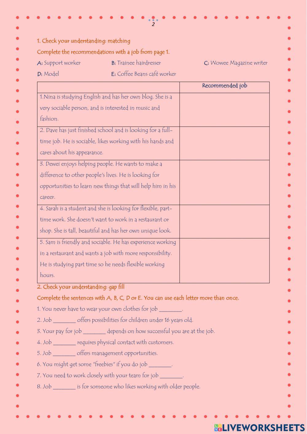 Job Ads 1 online exercise for | Live Worksheets