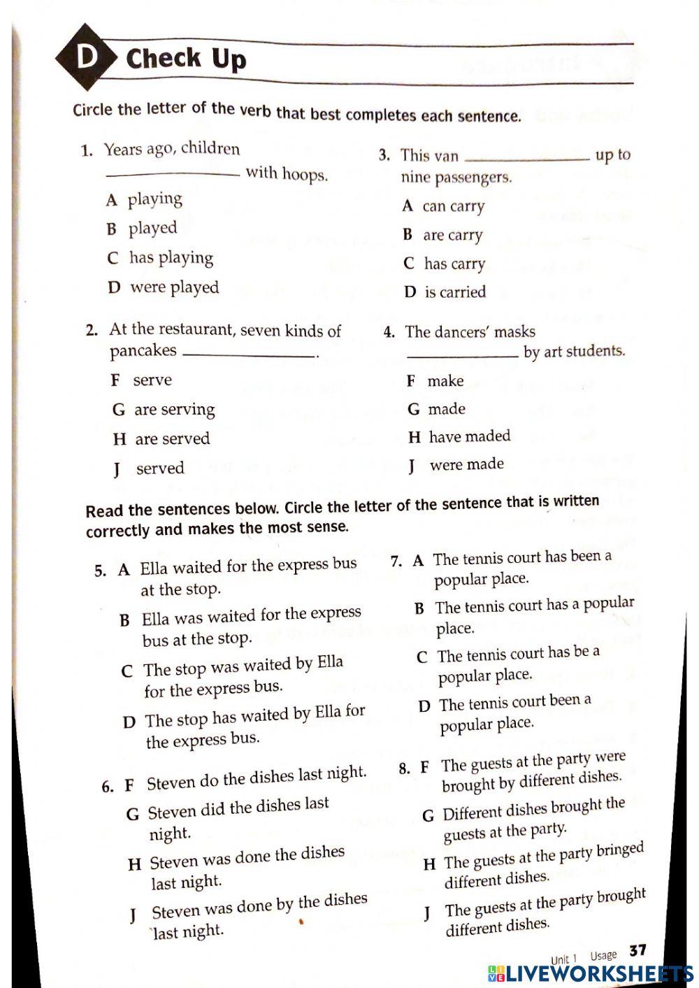 grammar home -work | Shekera Conyers | Live Worksheets