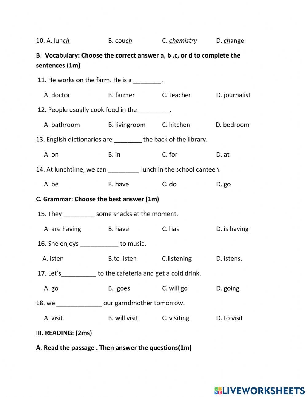 THE FIRST TERM TEST GRADE 7 2657784 | Trịnh Thị Kim Ngân