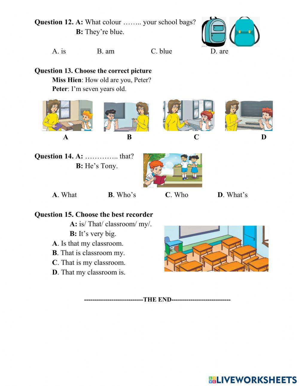 English 3 online activity for grade 3 | Live Worksheets